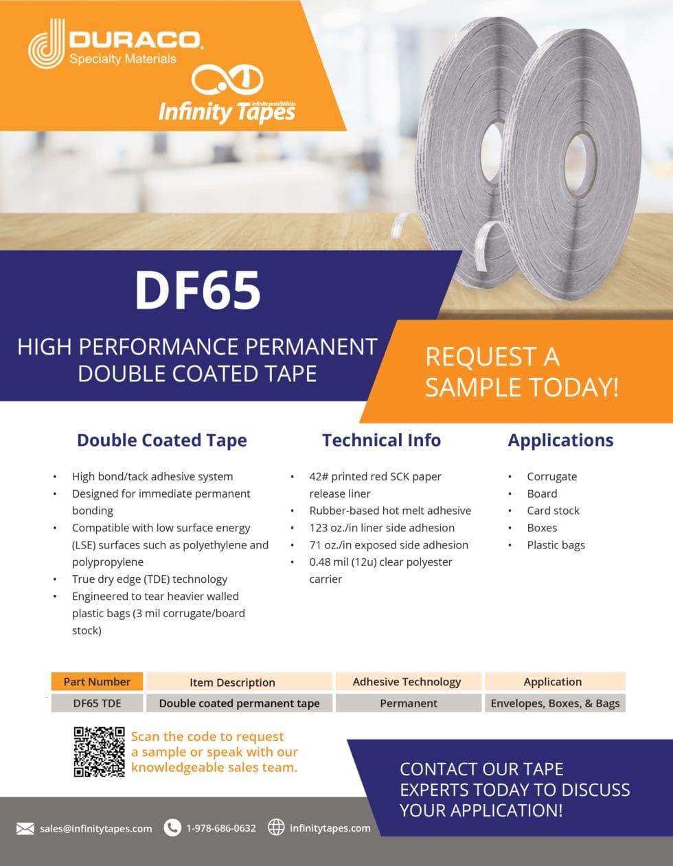 DF65 Technical Data Sheet | Infinity Tapes